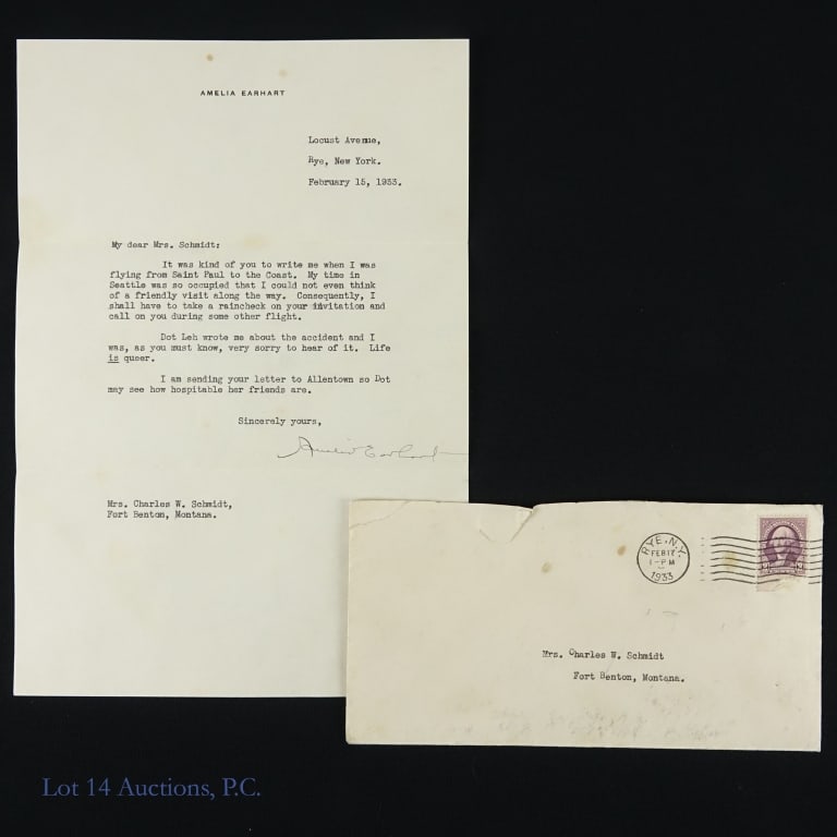 Amelia Earhart Hand Signed Personal Letter, 99's Auction