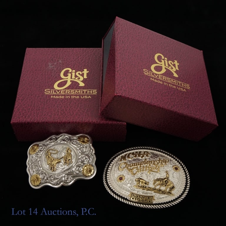 Gist Silversmith Belt Buckles , Ncha (2) Auction