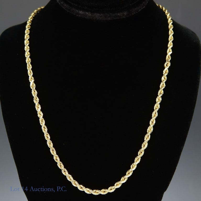 14k Yellow Gold Rope-style Necklace Chain Auction