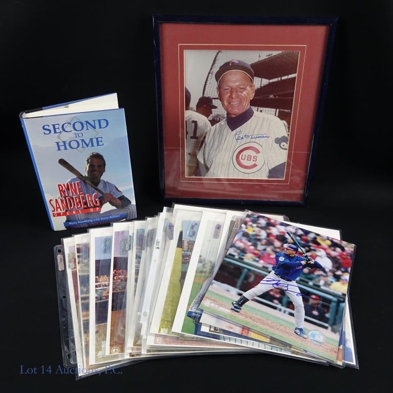 Cubs Signed Photos (22) & 1 Signed Book Auction