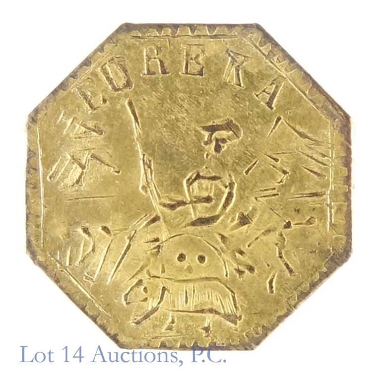 1853 Usa California Octagon Eureka Gold Token Auction