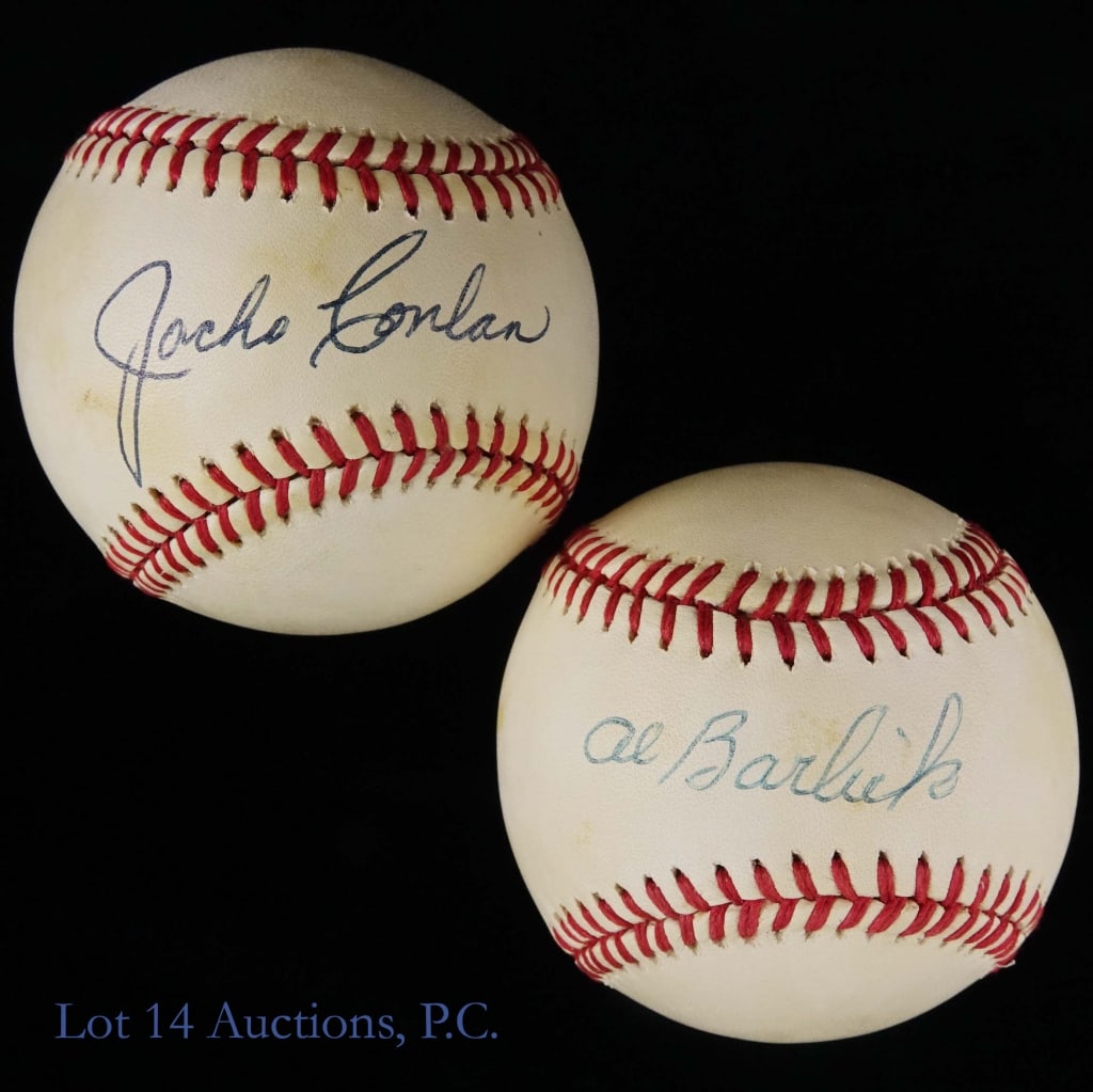 Al Barlick & Jocko Conlon Signed Baseballs No Coa Auction
