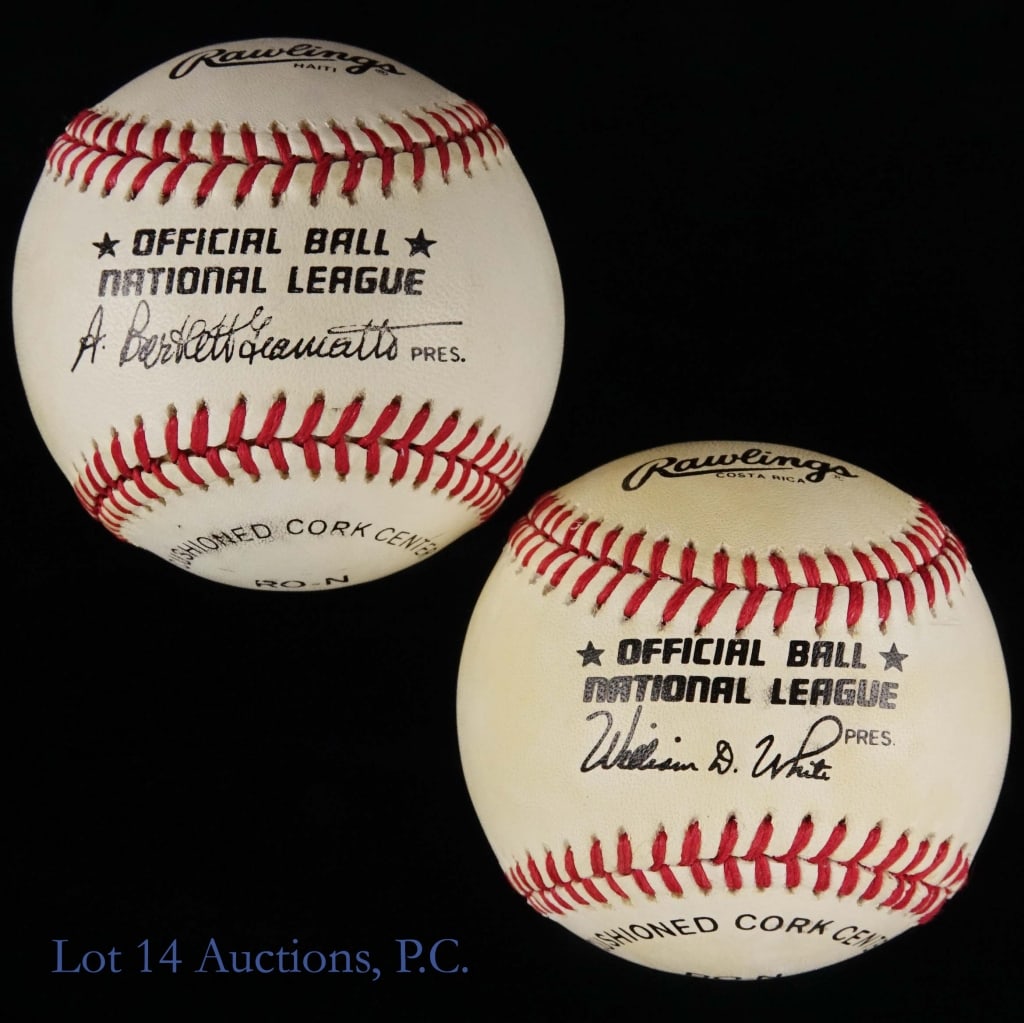 Al Barlick & Jocko Conlon Signed Baseballs No Coa Auction