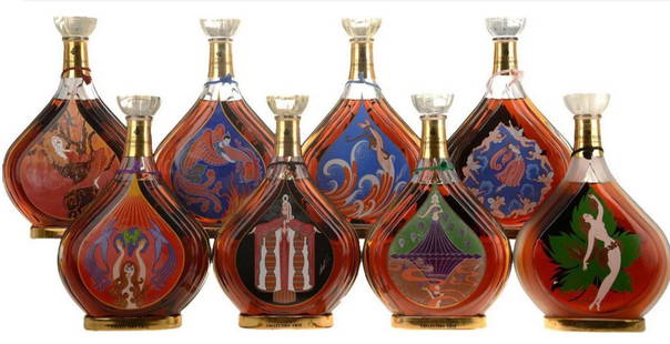 8 Bottles Courvoisier Erté Cognac No. 1 8 Complete Set