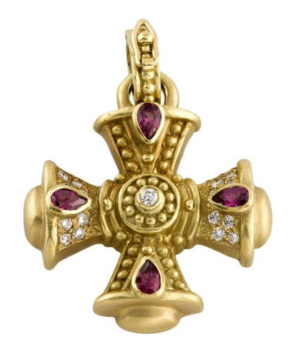 Judith Ripka 18k Gold & Gemstone Cross Pendant
