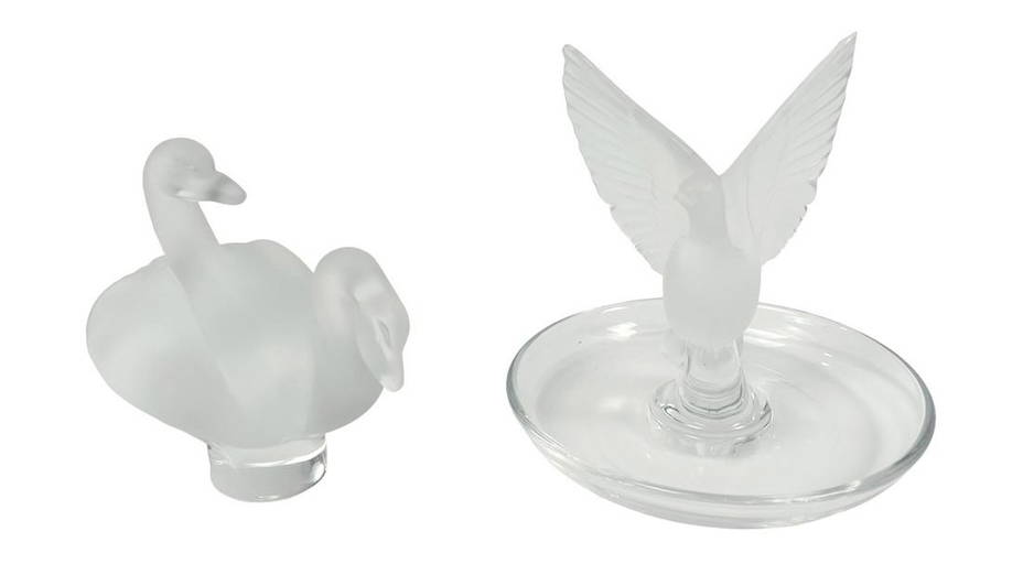 Lalique Crystal Dove Pin Tray & Swan Paperweight - Dec 17, 2022 ...