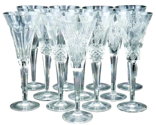 12 Waterford Millennium Crystal Champagne Flutes