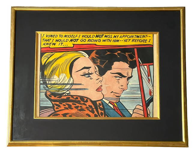 Roy Lichtenstein "in The Car" Watercolor Painting
