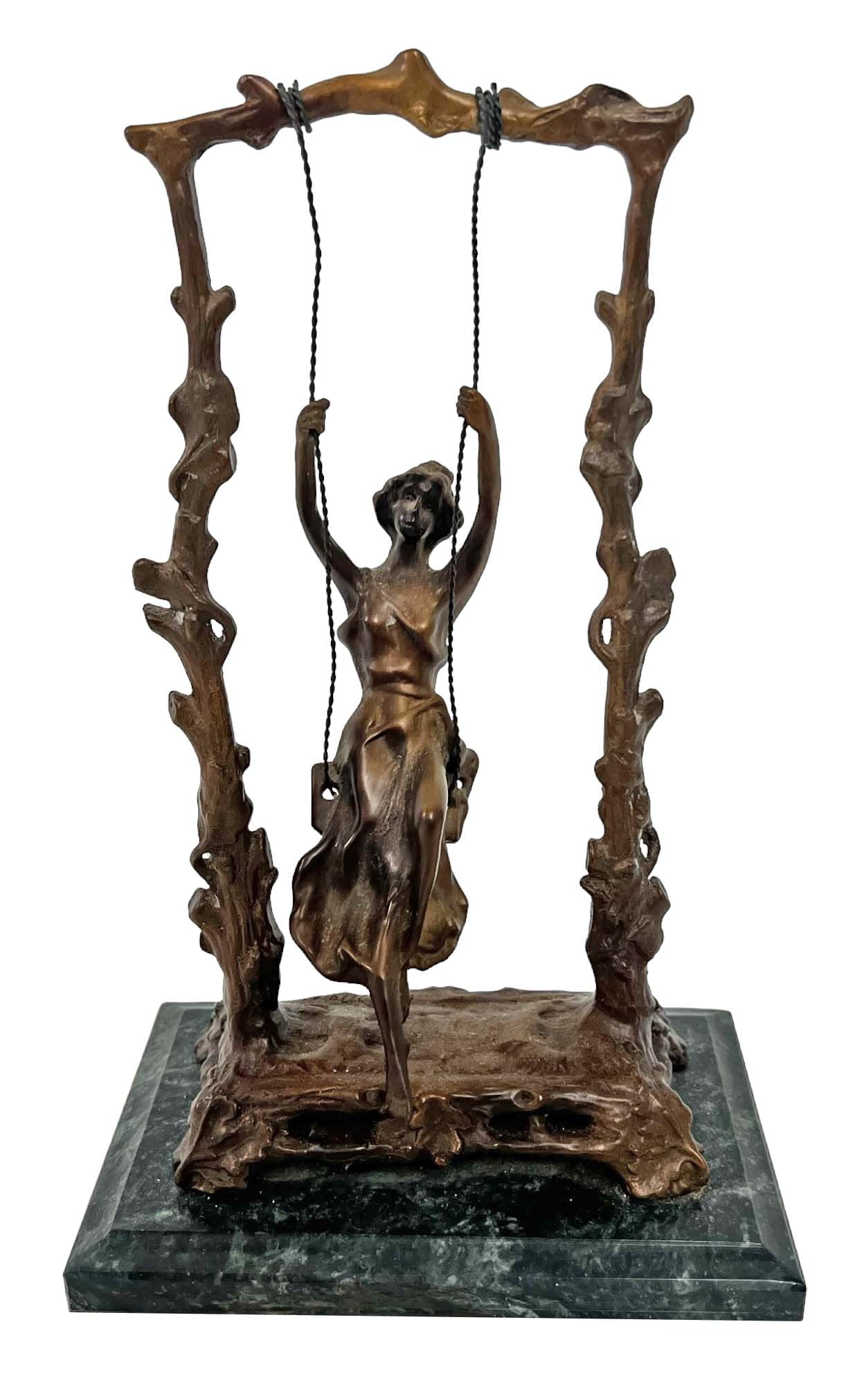 After Auguste Moreau Girl On A Swing Bronze Figure Auction