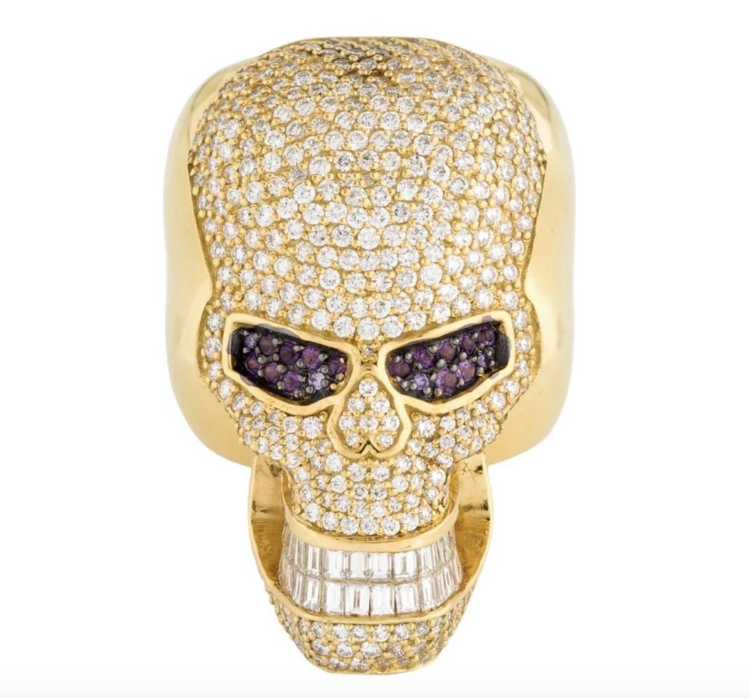 Jason Of Beverly Hills 18k & Diamond Skull Ring Auction