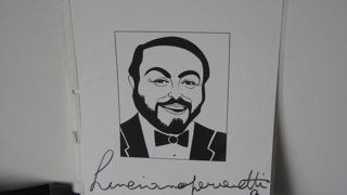 232: Pavarotti A black and white print cartoon drawing