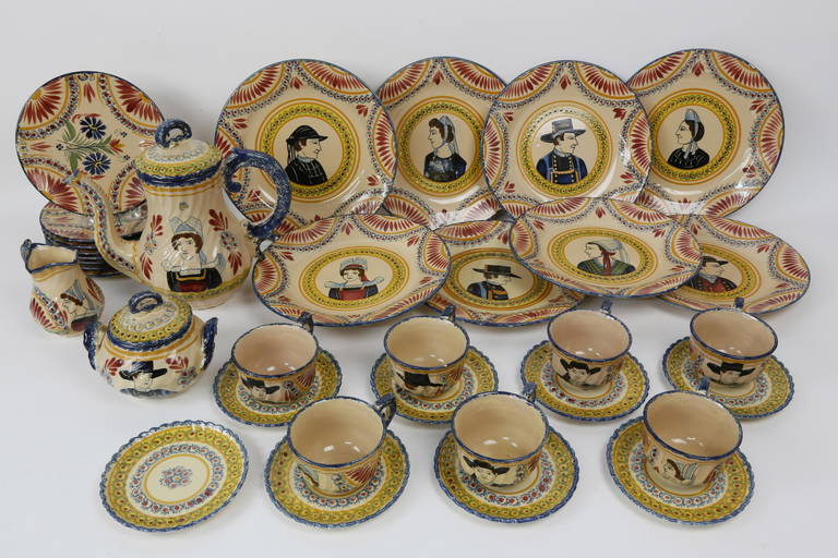 Henriot Quimper Pottery Tea Set