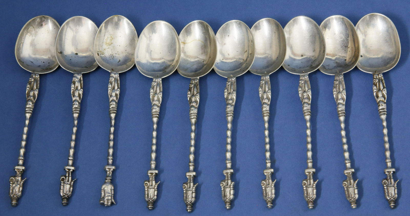 Ten South American Silver Demitasse Spoons