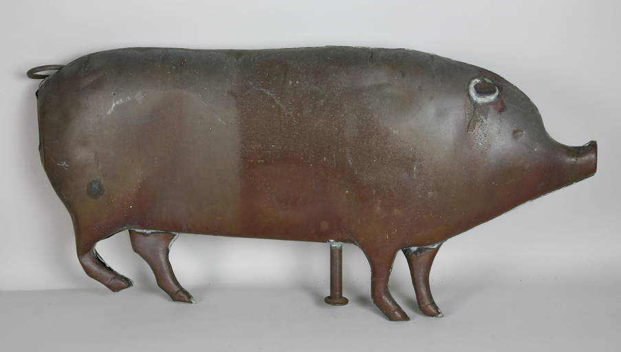 Vintage John Garret Thew Folk Art Copper Pig Weathervane