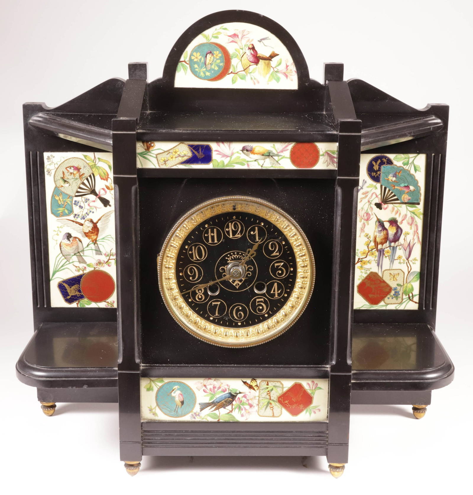Belgian Black Marble Aesthetic Movement Mantel Clock, Circa 1880 Auction