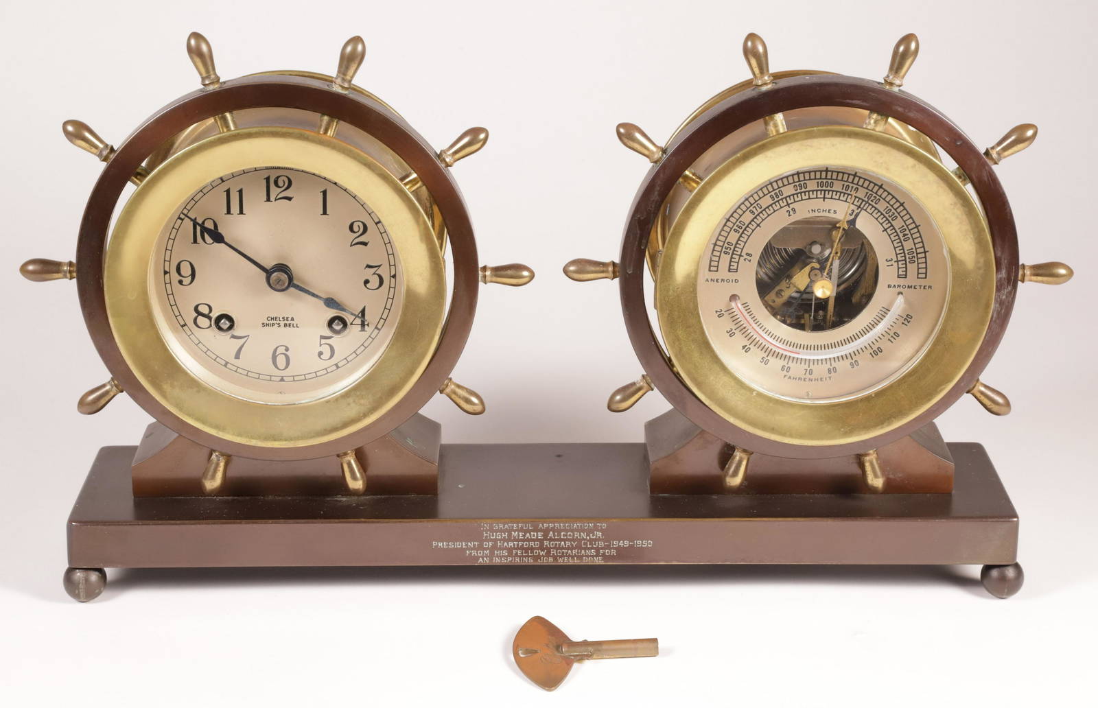 Chelsea Ship's Bell Clock And Barometer Set, Circa 1950 Auction