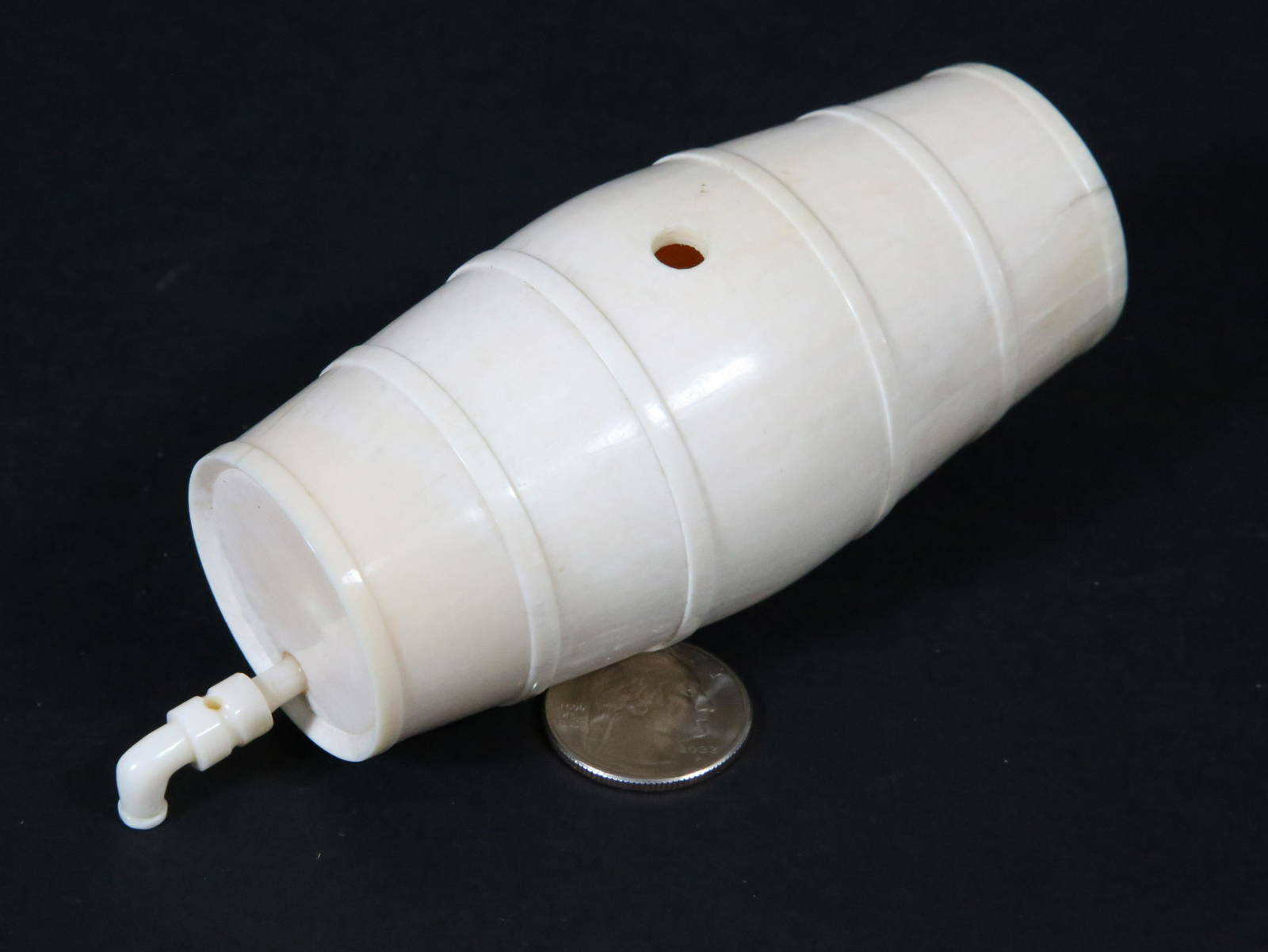 Whaleman Made Antique Whale Ivory Miniature Barrel, 19th Century Auction