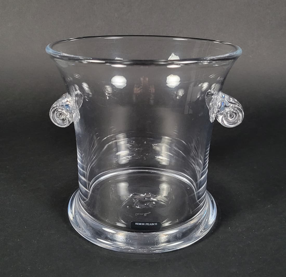 Vintage Simon Pearce Hand Blown Glass Champagne Ice Bucket Auction