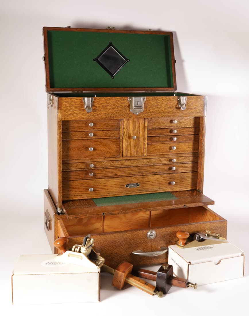 Antique H. Gerstner And Sons Model 042 Oak Machinist's Chest And Tools ...