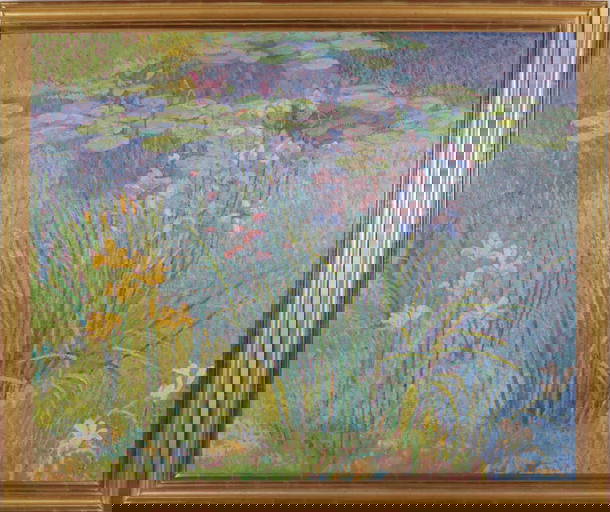 Sam (samir) Barber Oil Impasto On Masonite "monet's Garden"