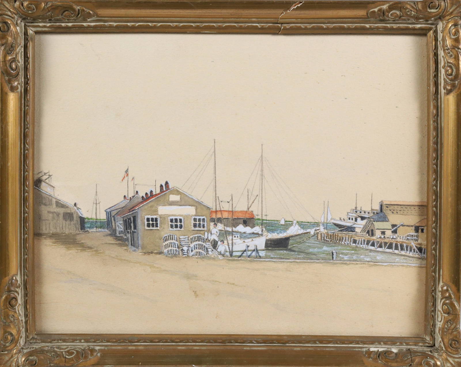 Jed Foster Watercolor On Paper "nantucket Harbor", Circa 1953 Auction