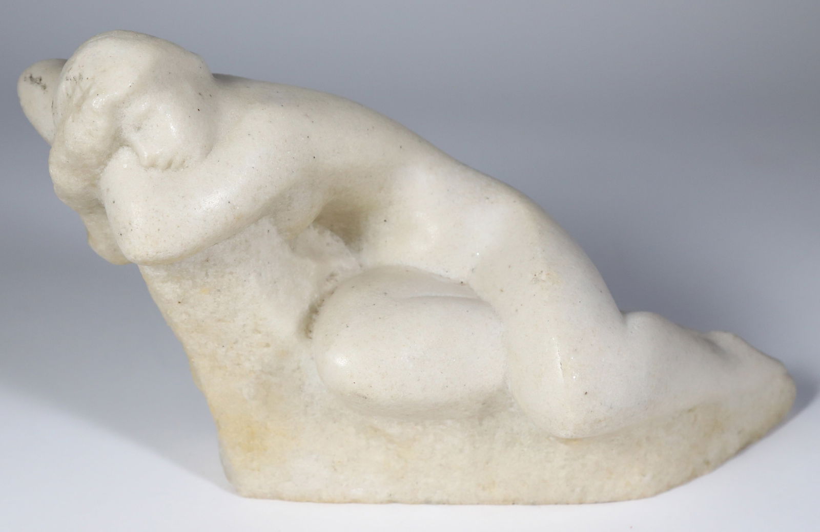 Signed Vincent Glinsky Polished White Marble Sculpture Of A Reclining Nude Auction