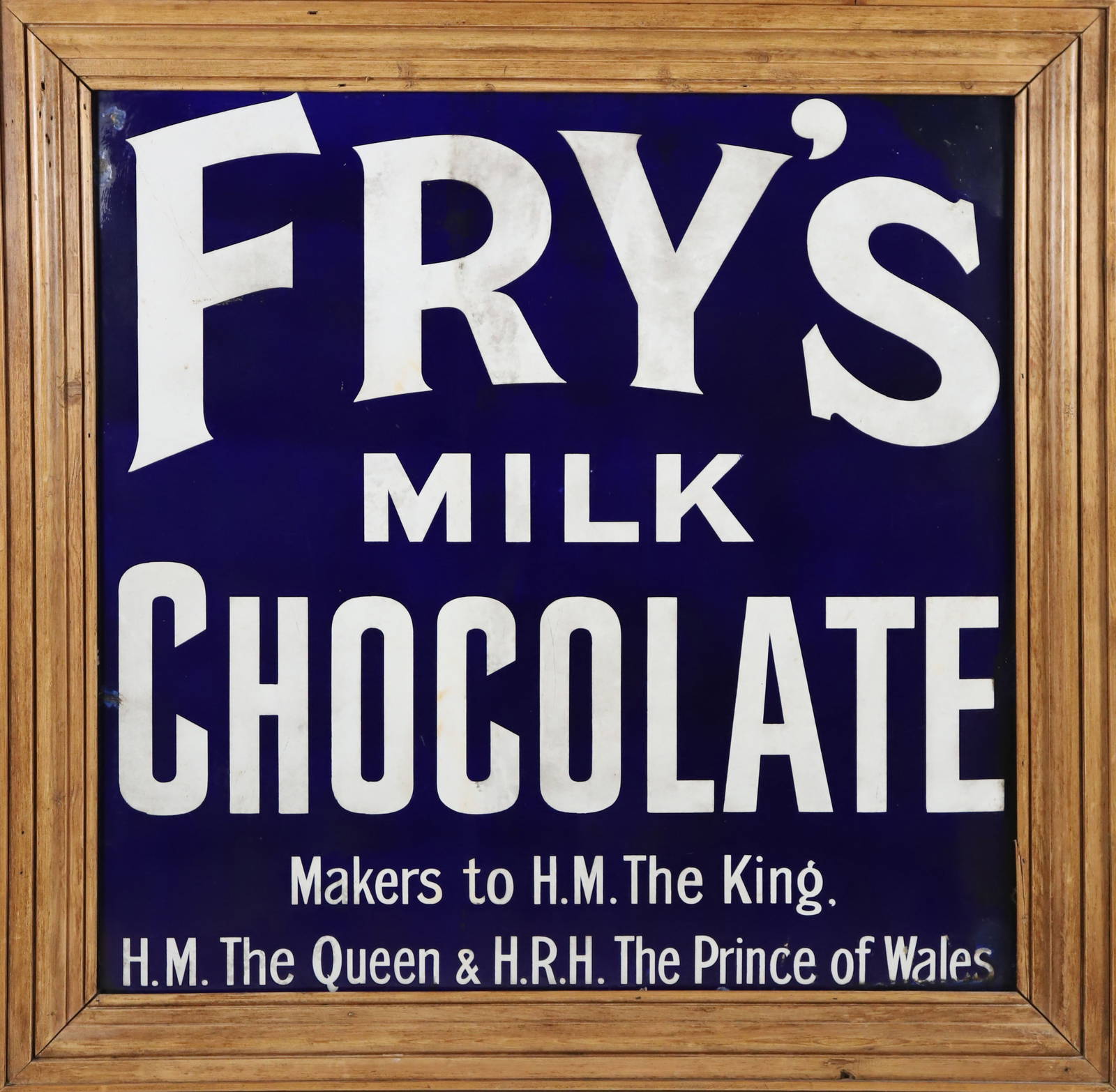 Vintage "fry's Milk Chocolate" Enamel Sign, Makers To H.m. The King Auction