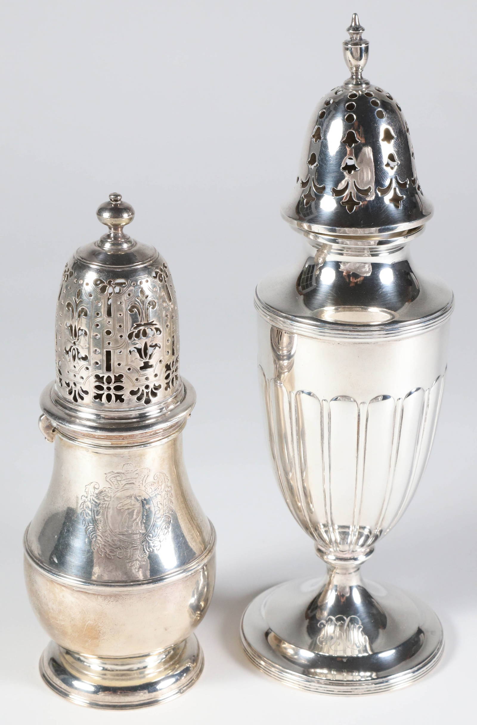 Two Sterling Silver Muffineers, American And English Auction