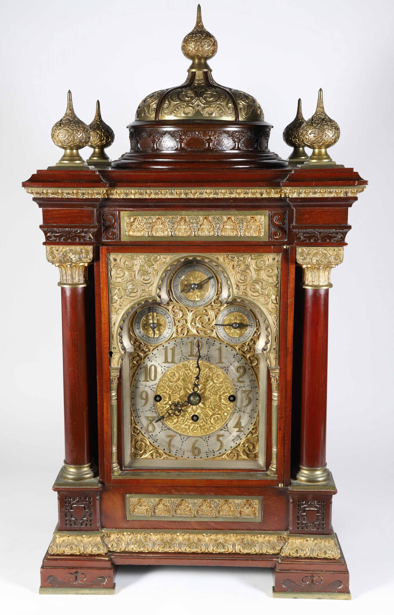 Moorish Revival Gilt Bronze And Mahogany Table Clock Of Large And ...