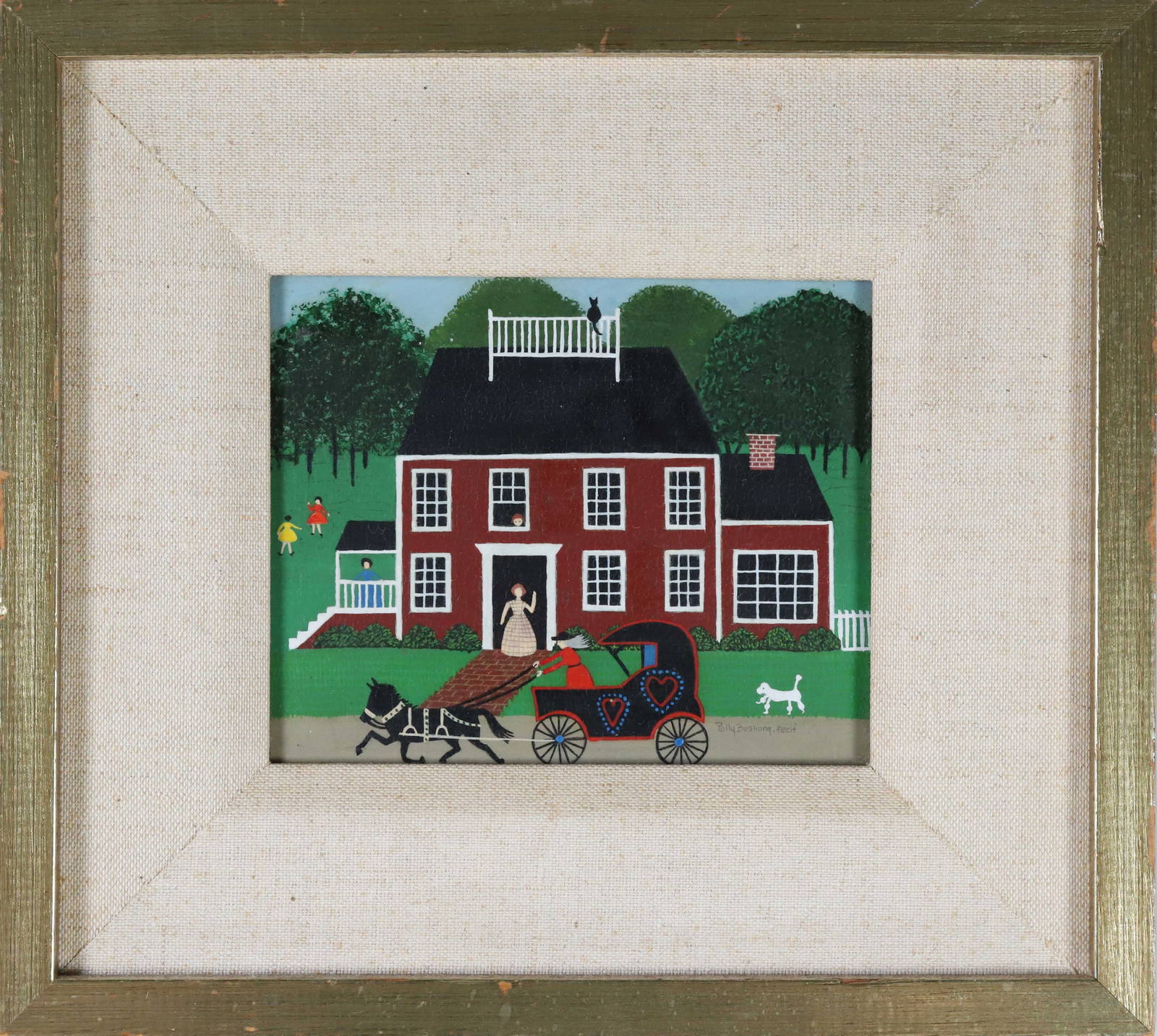 Polly Bushong Oil On Board "homestead" Auction