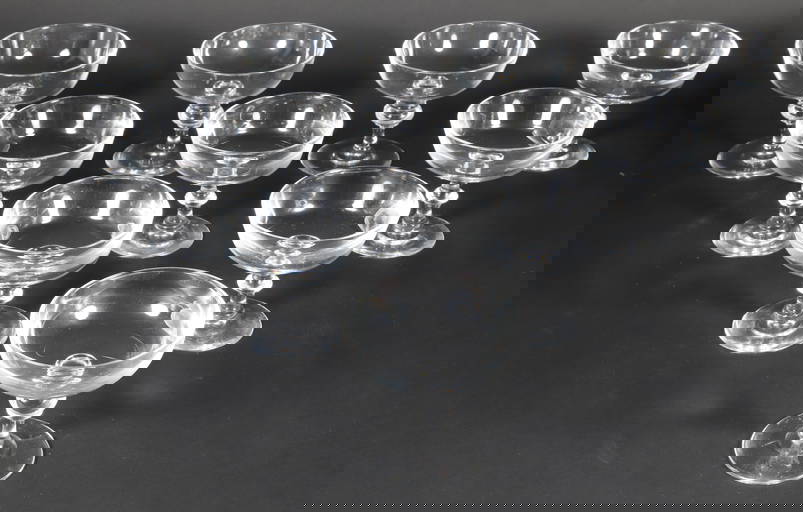 Set Of Ten Steuben Champagnes In Original Steuben Box