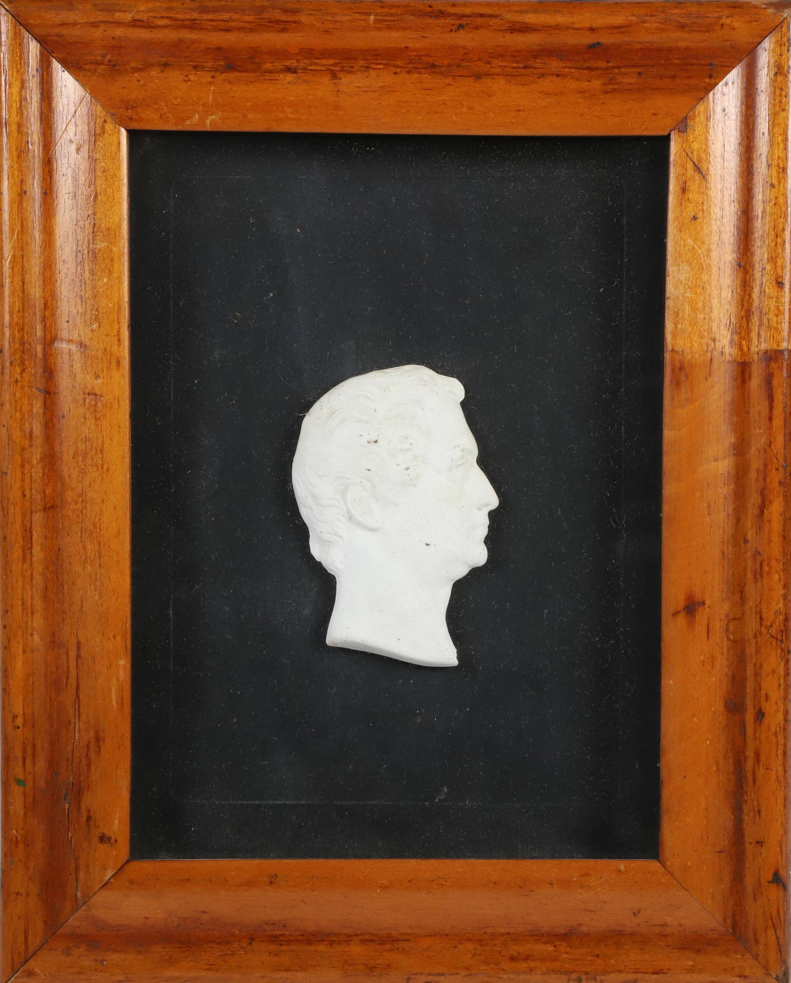 Plaster Silhouette Of Composer Handel In Maple Frame, 19th Century Auction