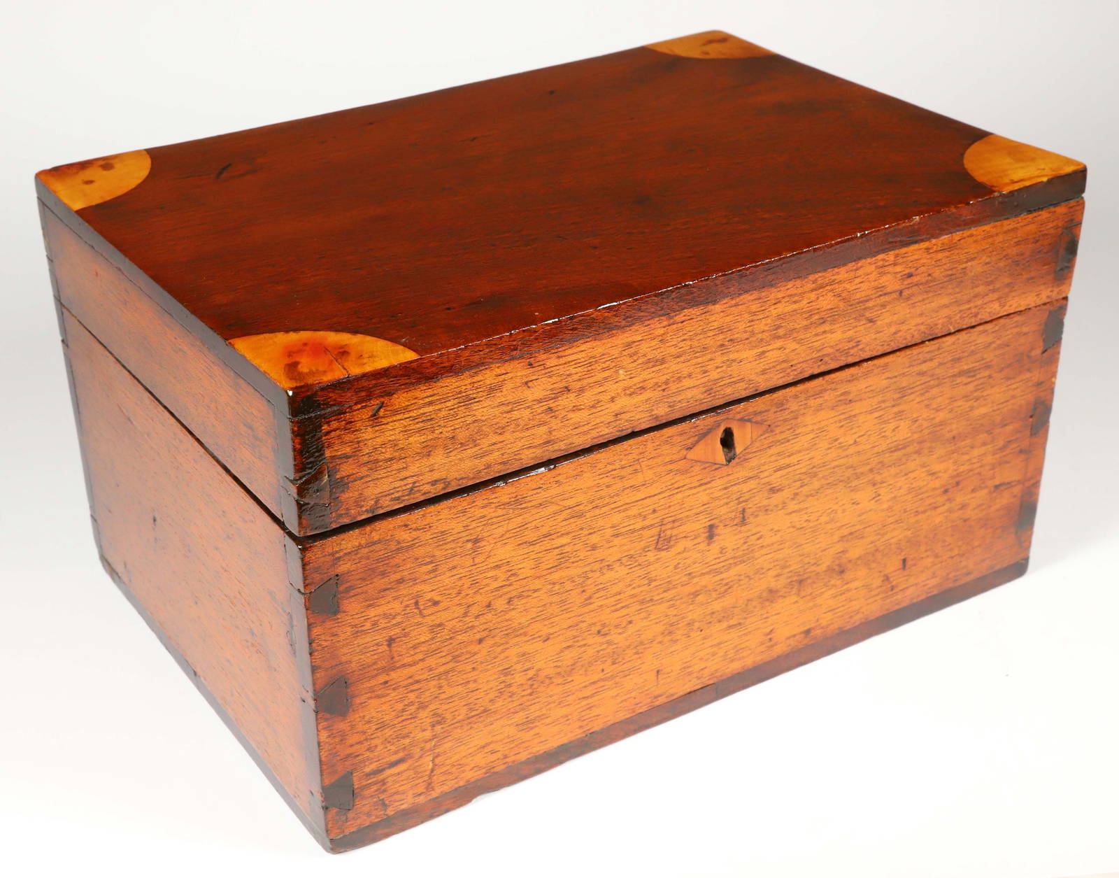 Dovetailed Mahogany Storage Box With Cookie Corner Inlays, 19th Century ...