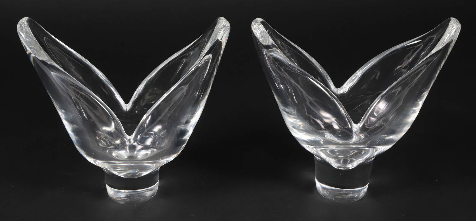 Pair Of Signed Steuben Glass Whale Fluke Vases Auction