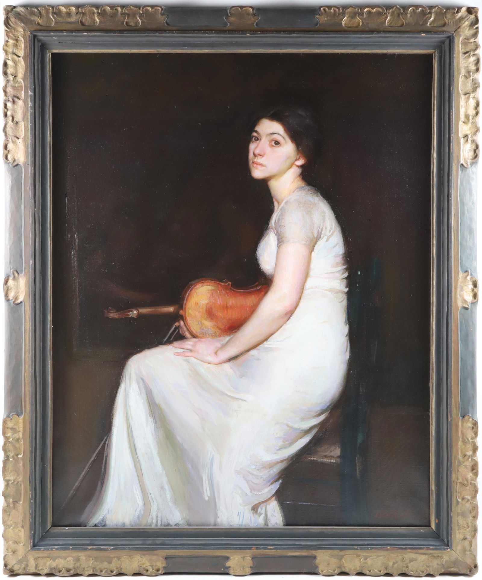 Frederick A. Bosley Oil On Canvas "the Violinist" Auction