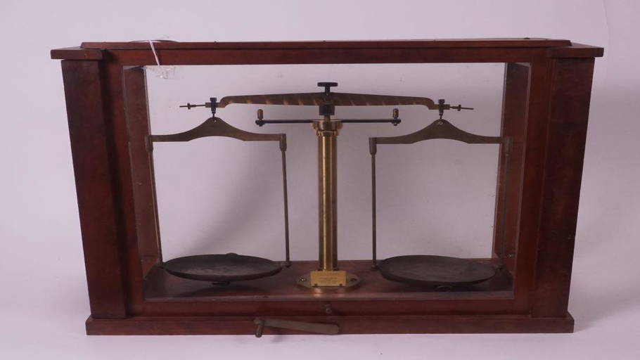 Antique Jewelers Scale Encased In Glass & Wood Display Case By Voland ...