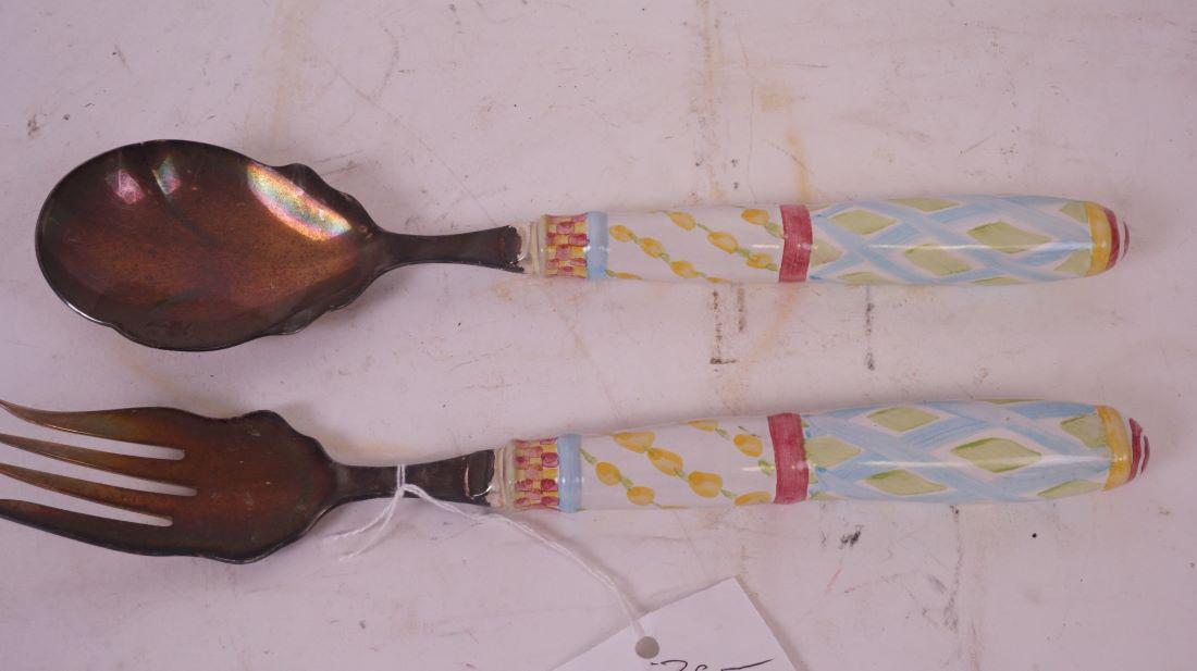 Vintage Mackenzie Childs Ceramics Fork And Spoon Serving Pieces Pattern ...