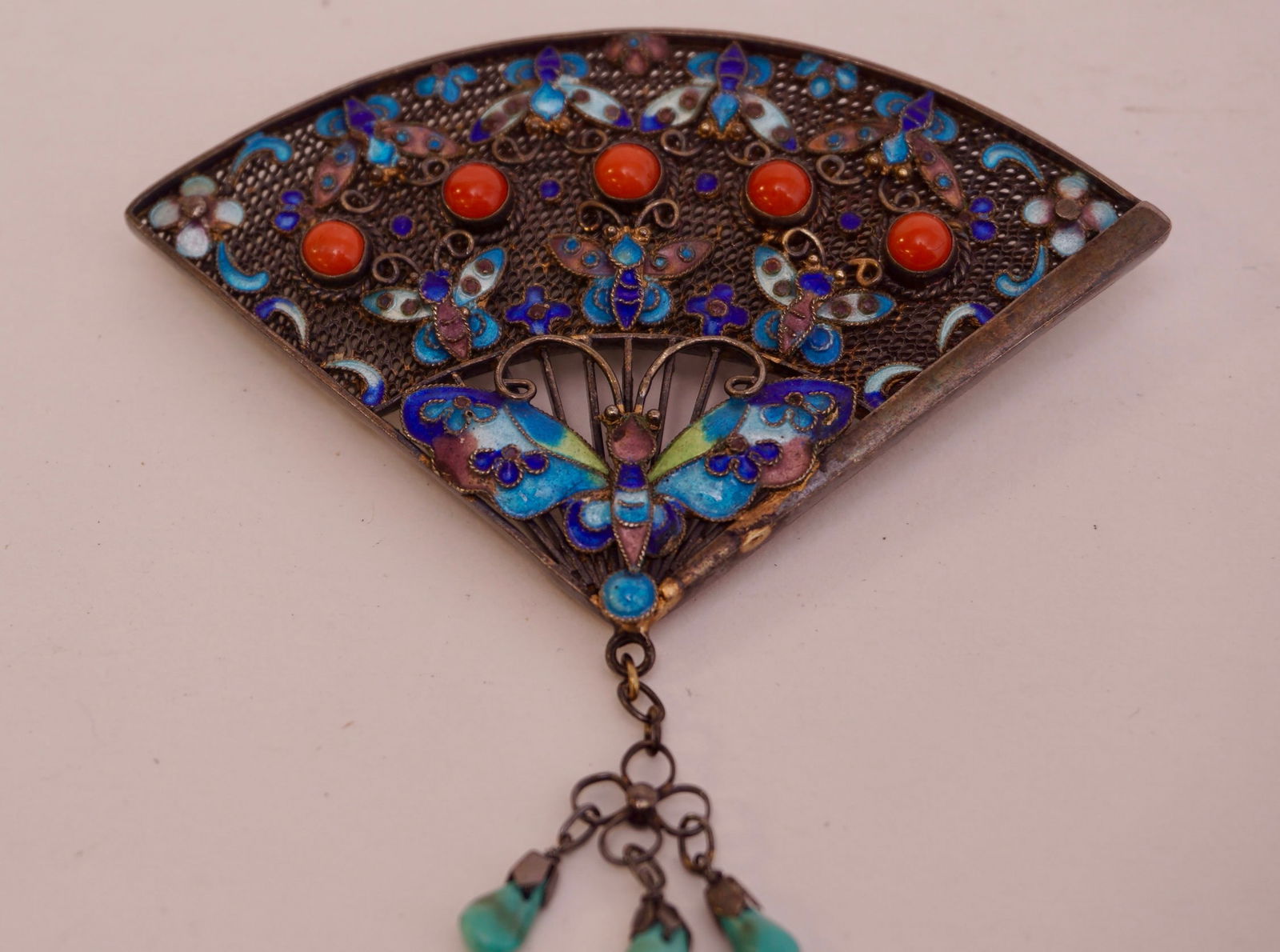 Original Antique 800 Silver Fan Pin Handcrafted Intricate Metal With ...