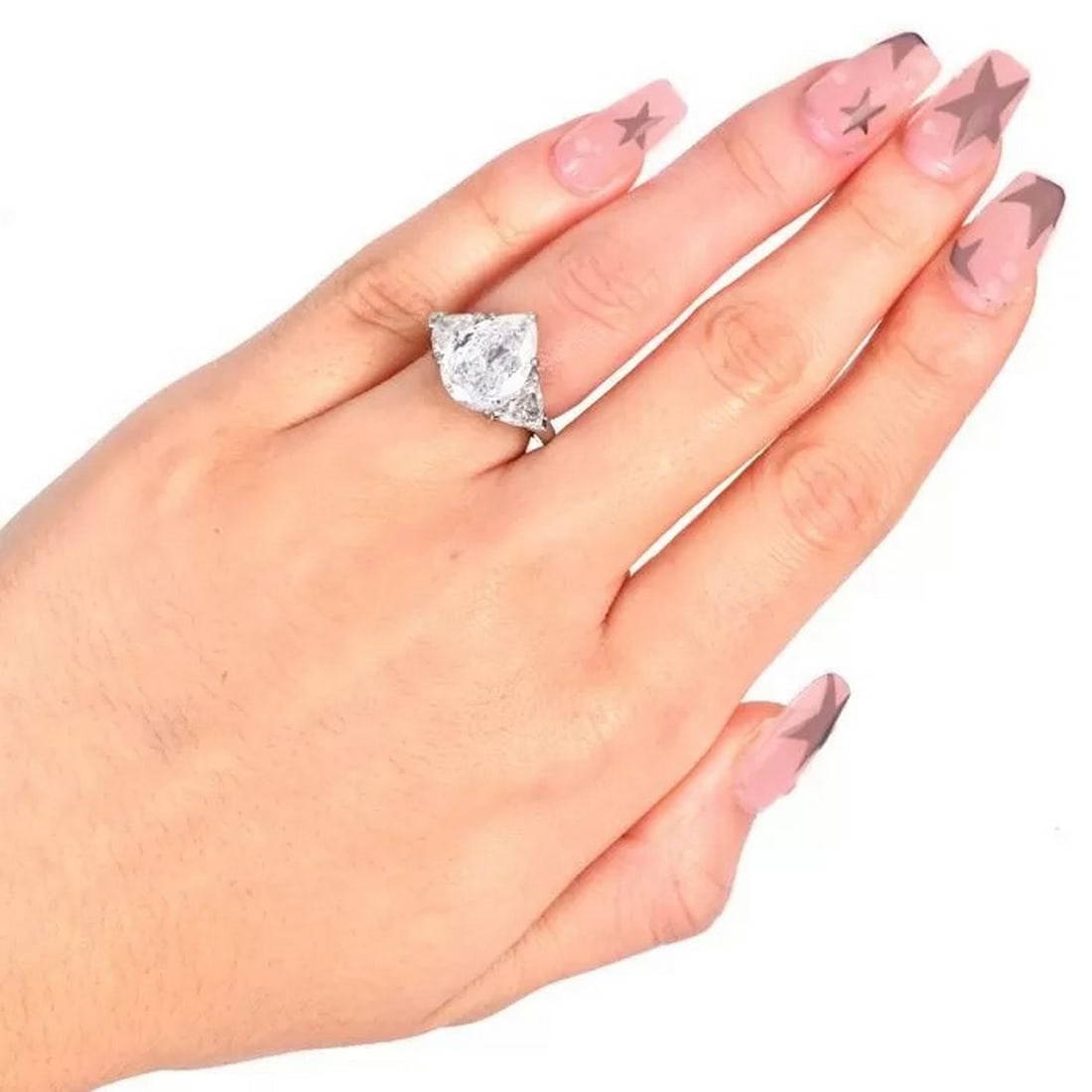 Cartier 5.45 Carat Pear-shaped Diamond Platinum Ring Auction