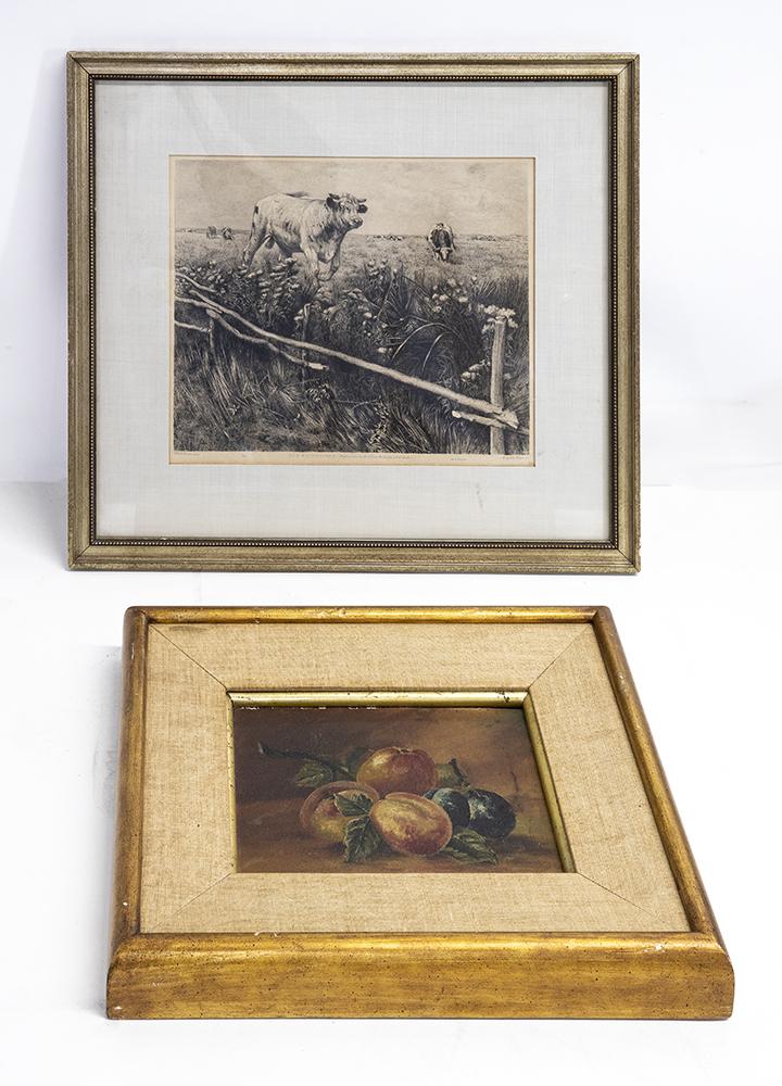 Antique Still Life Painting And Etching