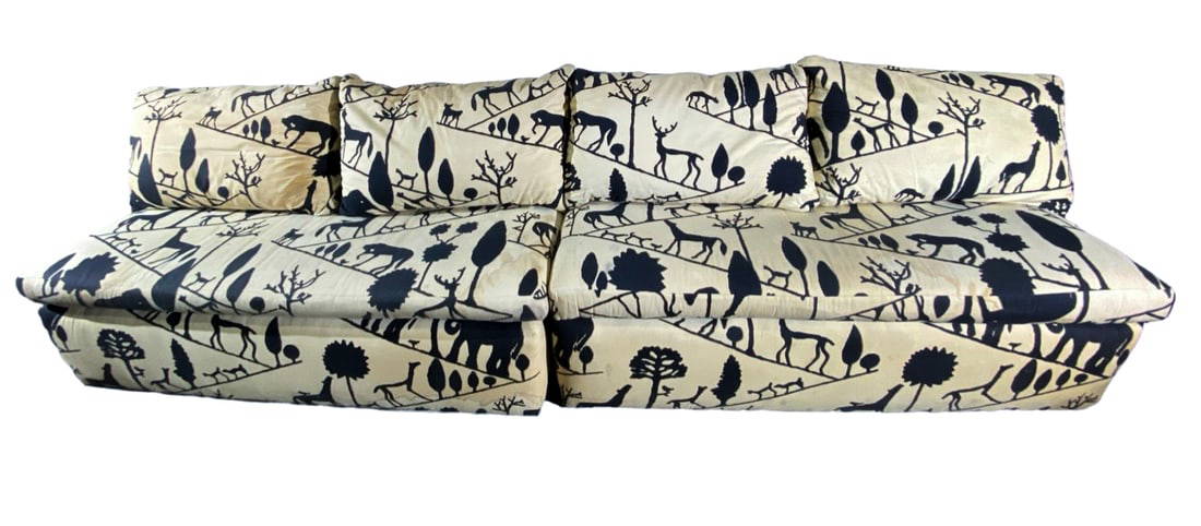 2 Diego Giacometti Print Fabric Settees