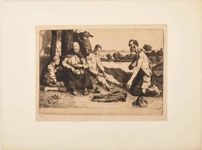 William Strang Etching 'meal Time.'