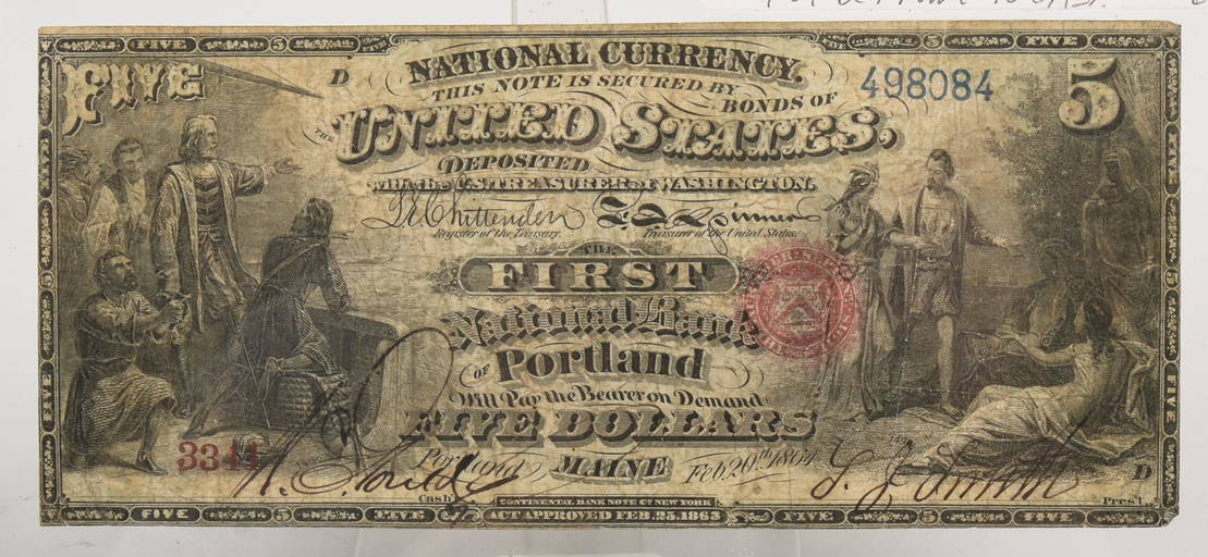 Rare 1864 National Currency, Portland, Maine.