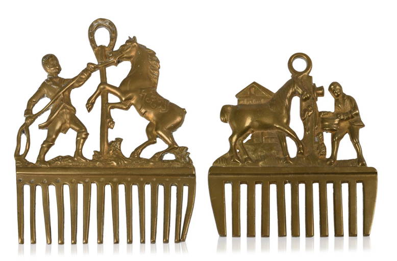 Two Brass Horse Combs.