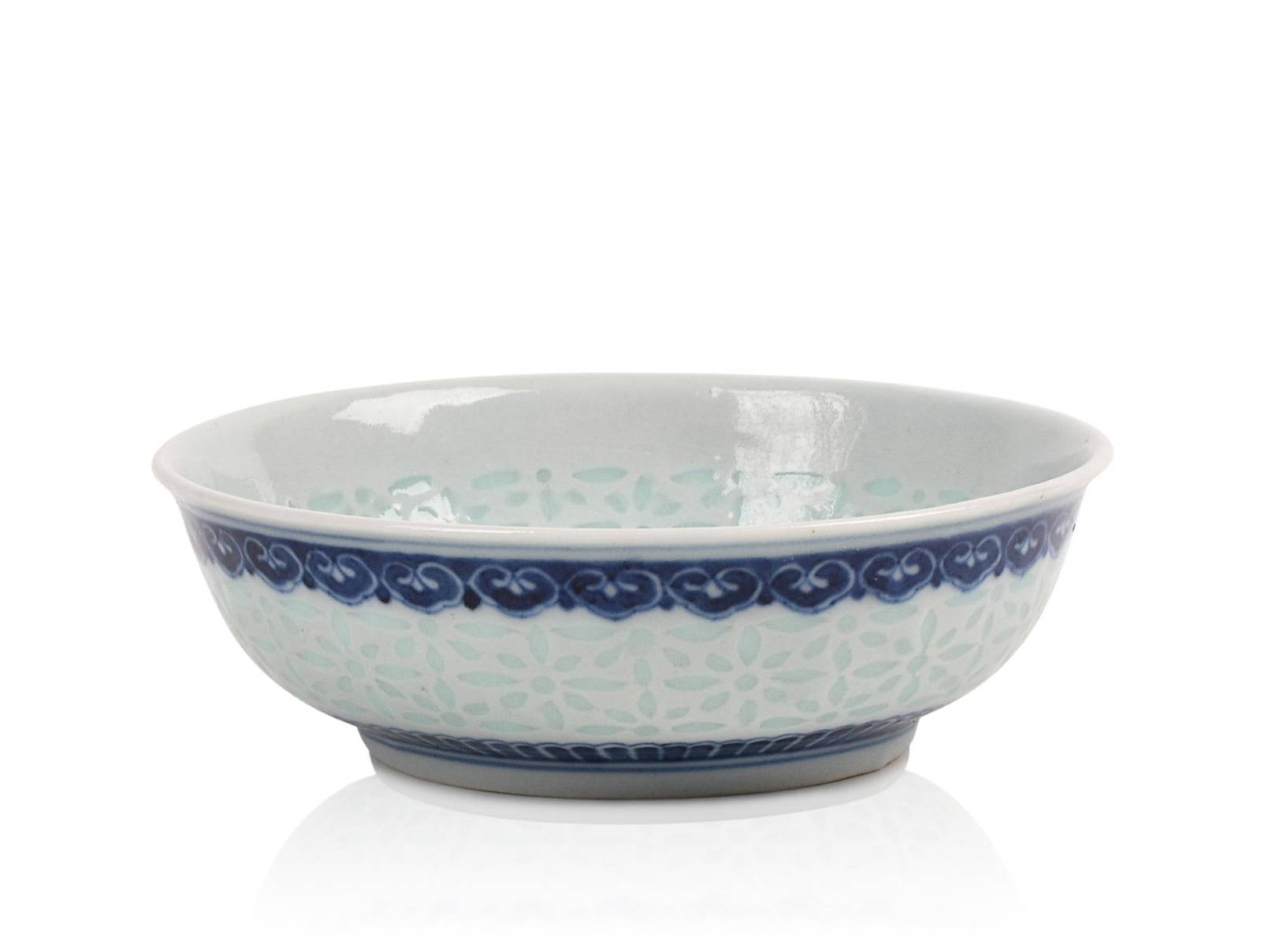 Chinese Blue And White Porcelain Rice Pattern Bowl. Auction