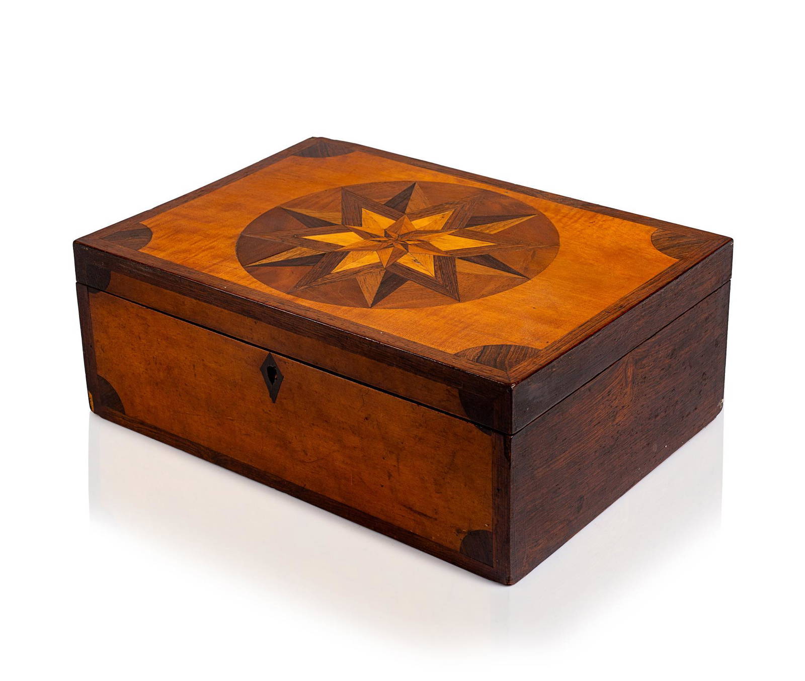 19th Century Sailor Made Box With Compass Rose Inlay Auction