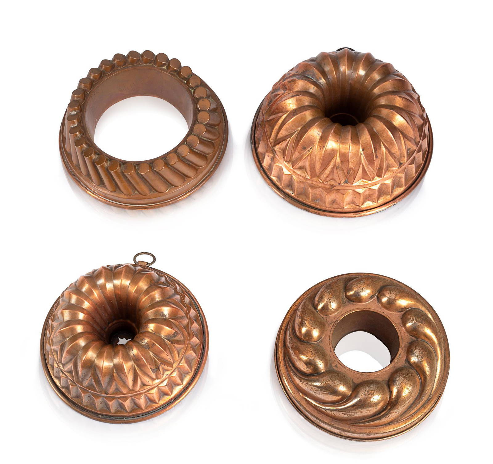 Four 19th Century Copper Food Molds. Auction
