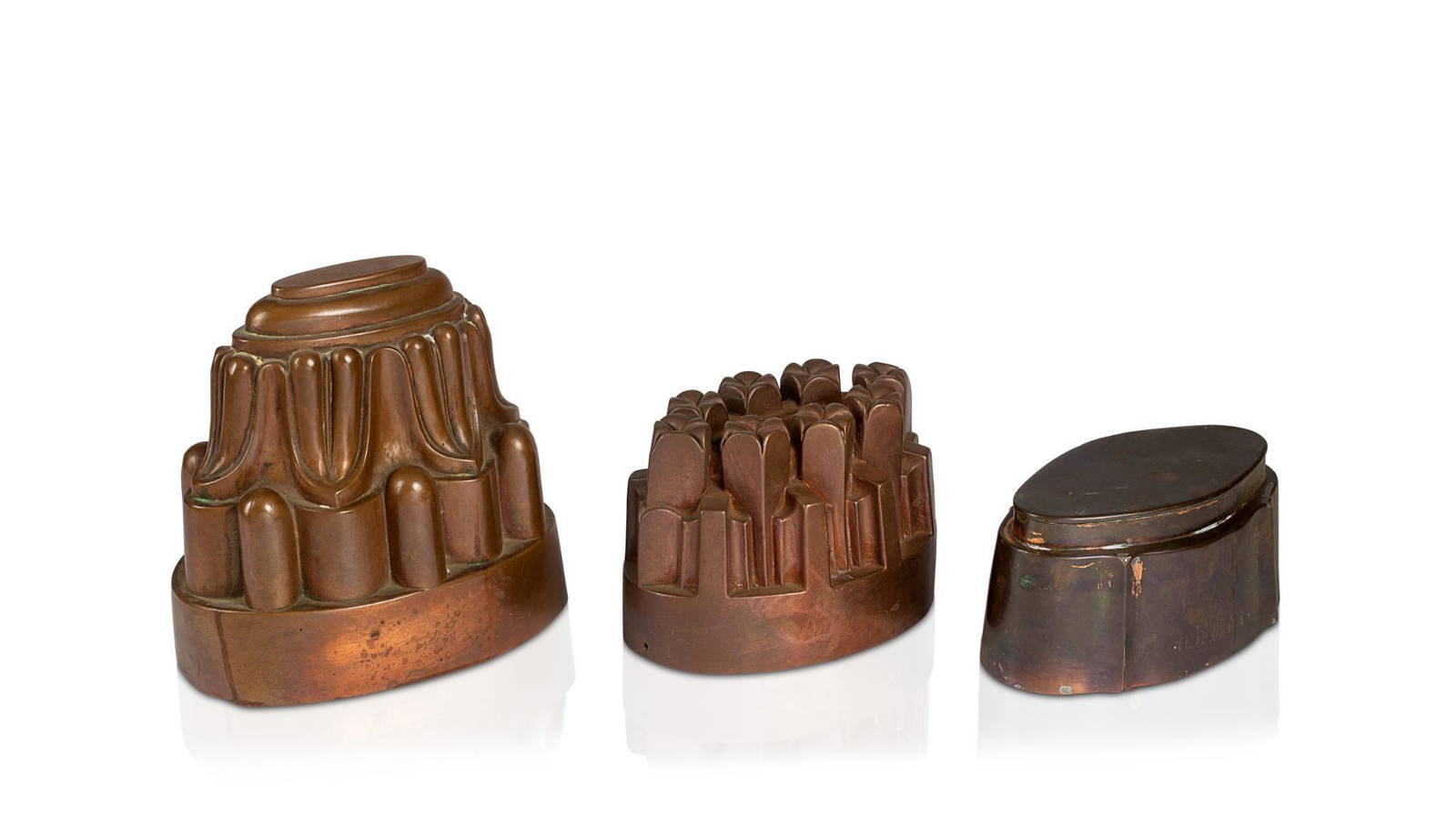 Three 19th Century Copper Food Molds. Auction