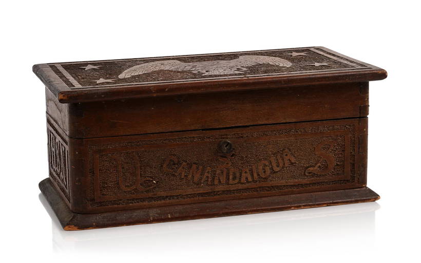 Civil War Folk Art Carved Box From The Uss Canandaigua.