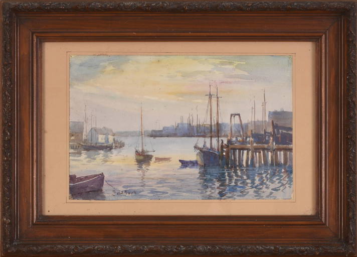 John Alfred Cook (1870 1936). Gloucester Harbor Scene.